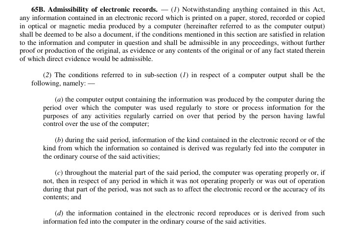 Both new and old criminal laws permit electronic records as evidence in ...
