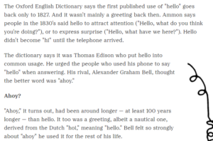 The origin of the word "Hello" is not linked to Alexander Graham Bell's ...
