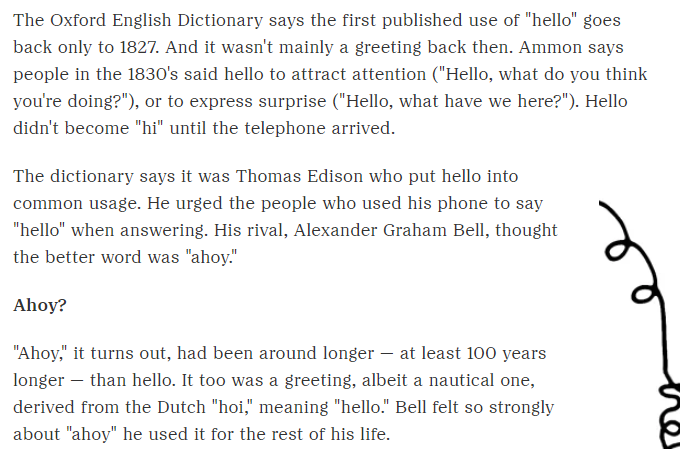 The origin of the word "Hello" is not linked to Alexander Graham Bell's ...