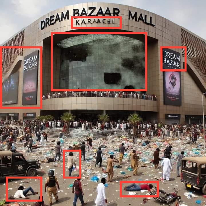 An AI-generated image is misleadingly shared in connection with the Dream Bazaar Mall looting in ...