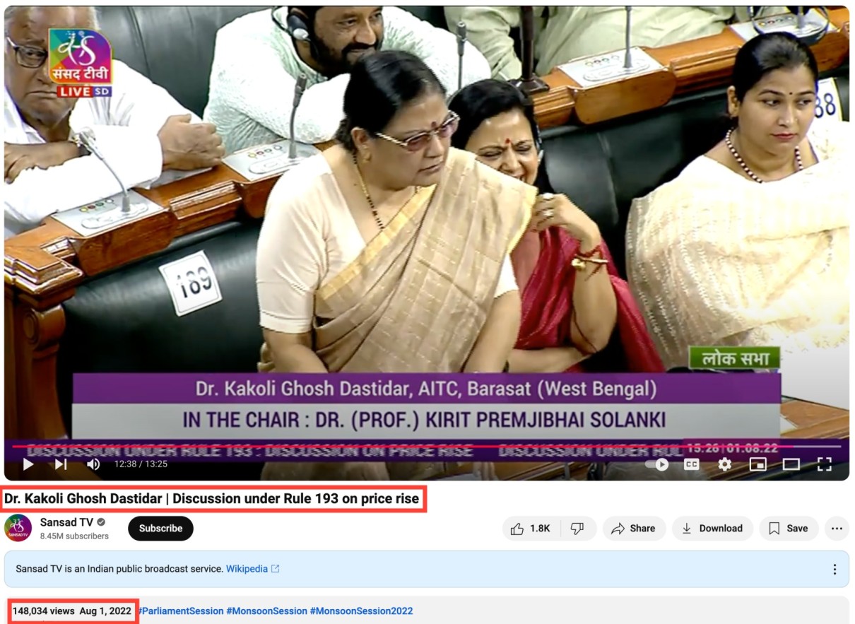 An edited video of TMC MP Kakoli Ghosh scolding someone in Parliament is falsely claimed to show ...