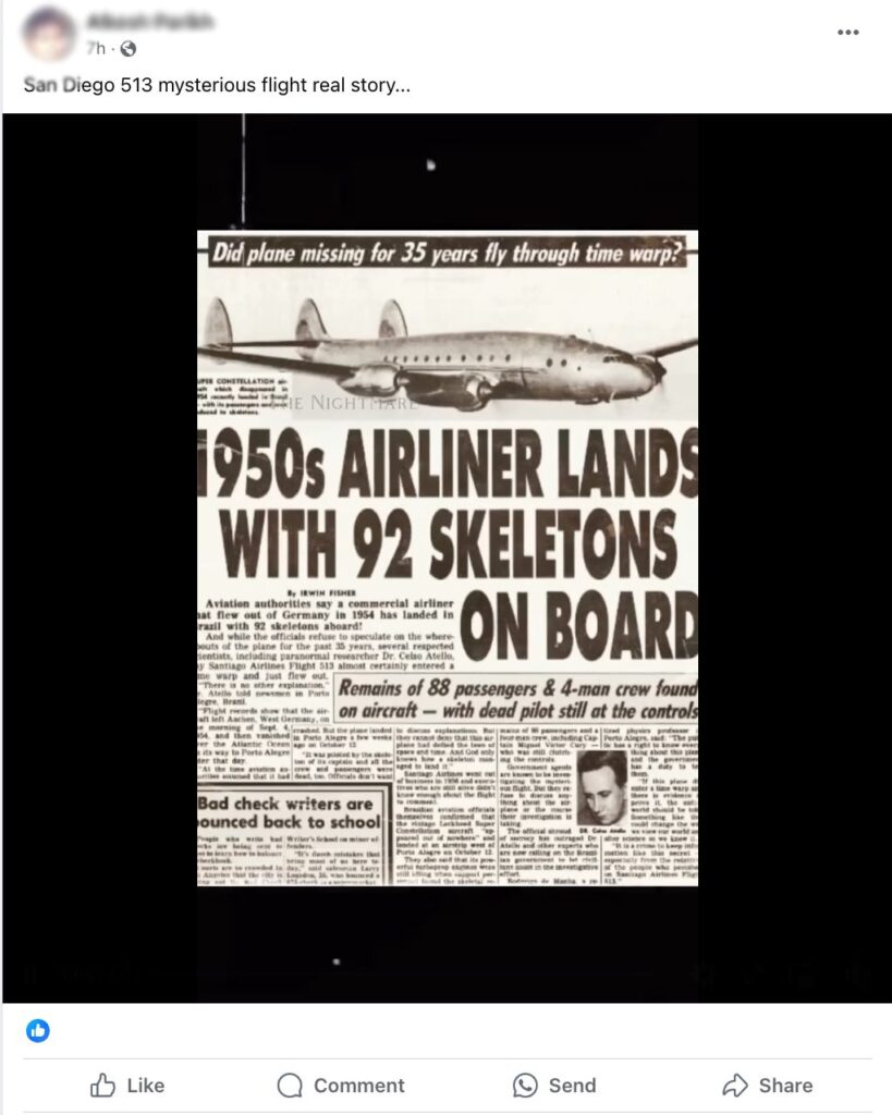Viral story of San Diego Flight 513 is a work of fiction published by ...