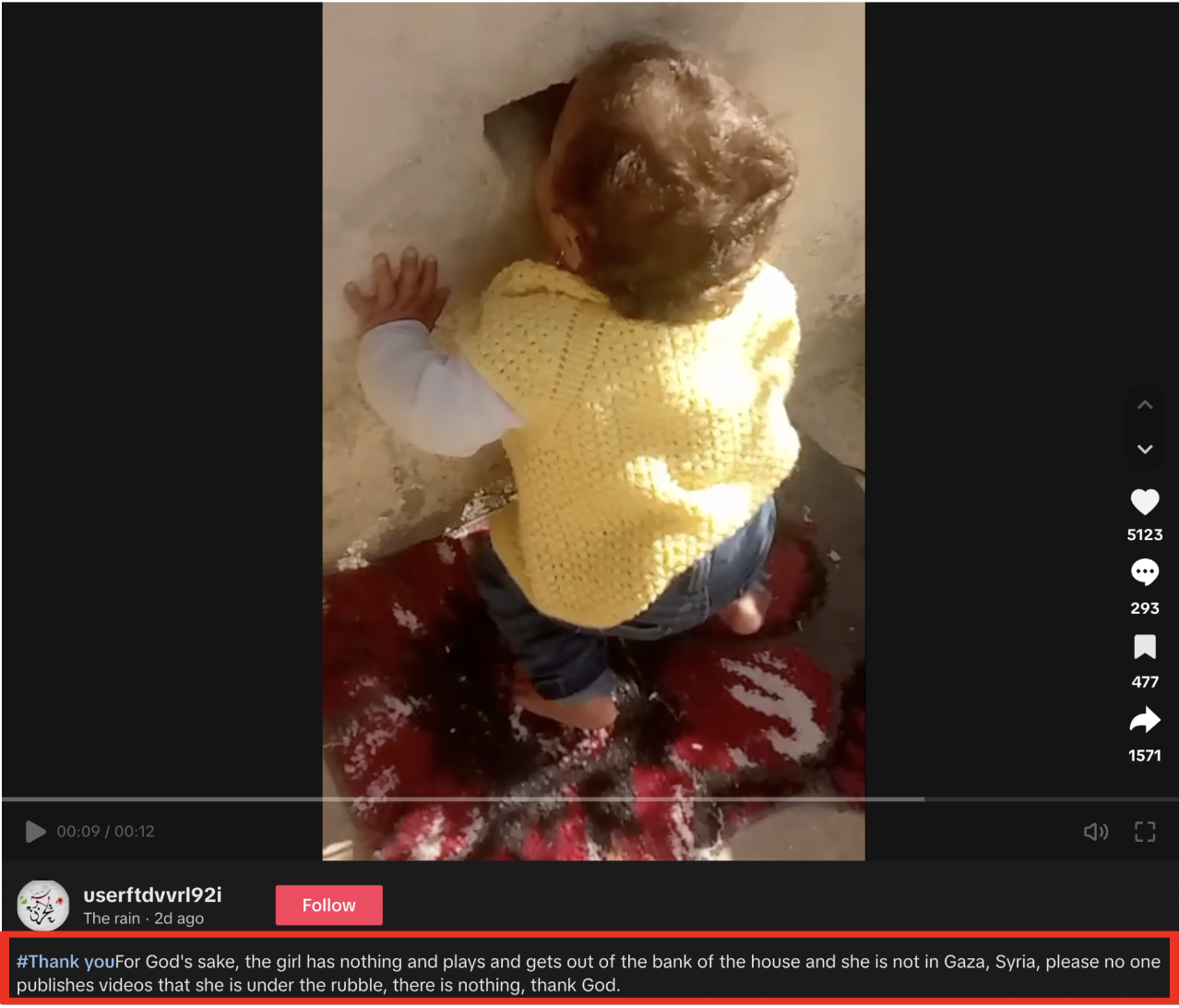A video of a Syrian child is falsely shared as visuals of a Palestinian ...