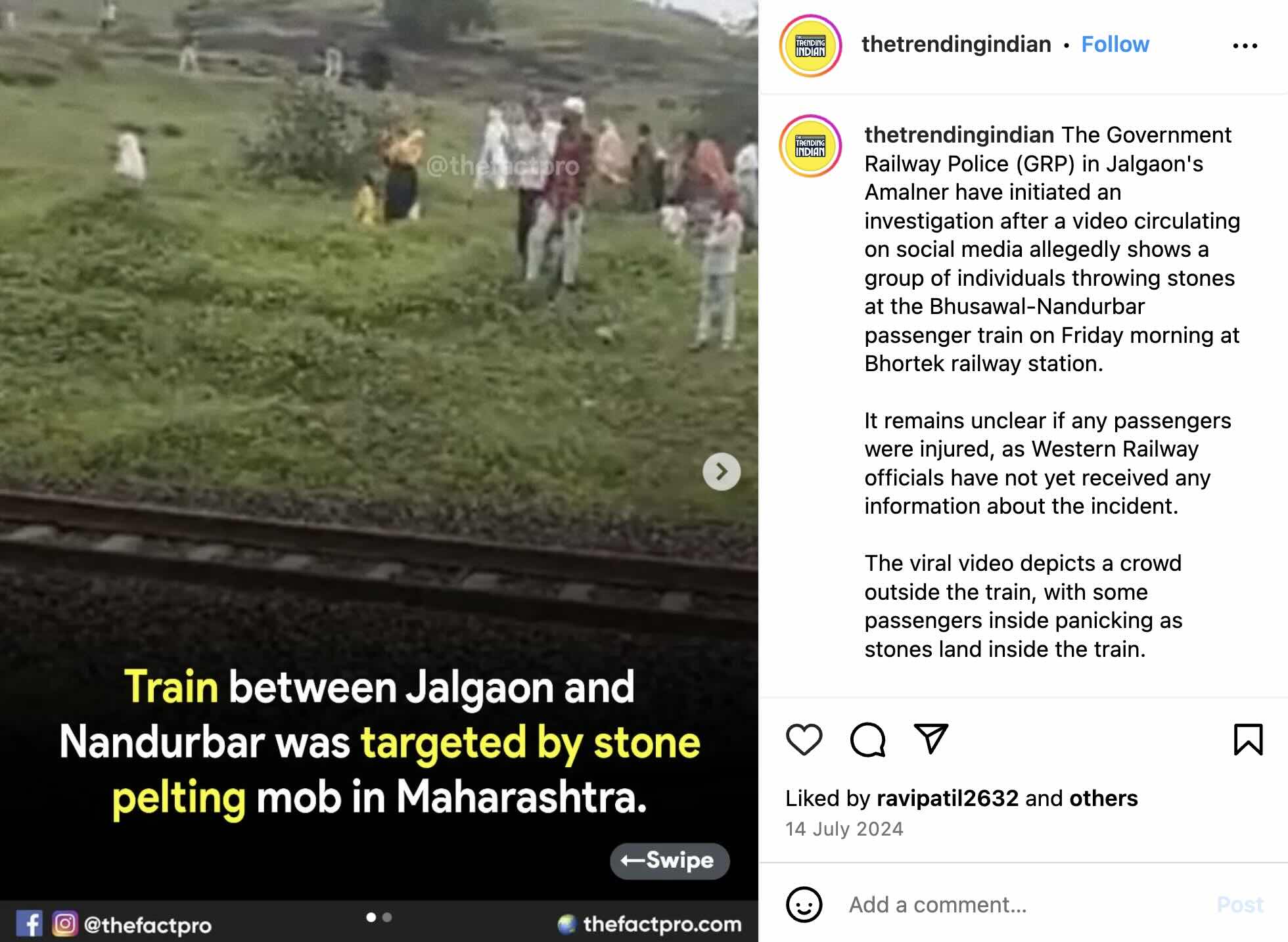 Old 2024 video of a train stone-pelting incident has been shared as a ...