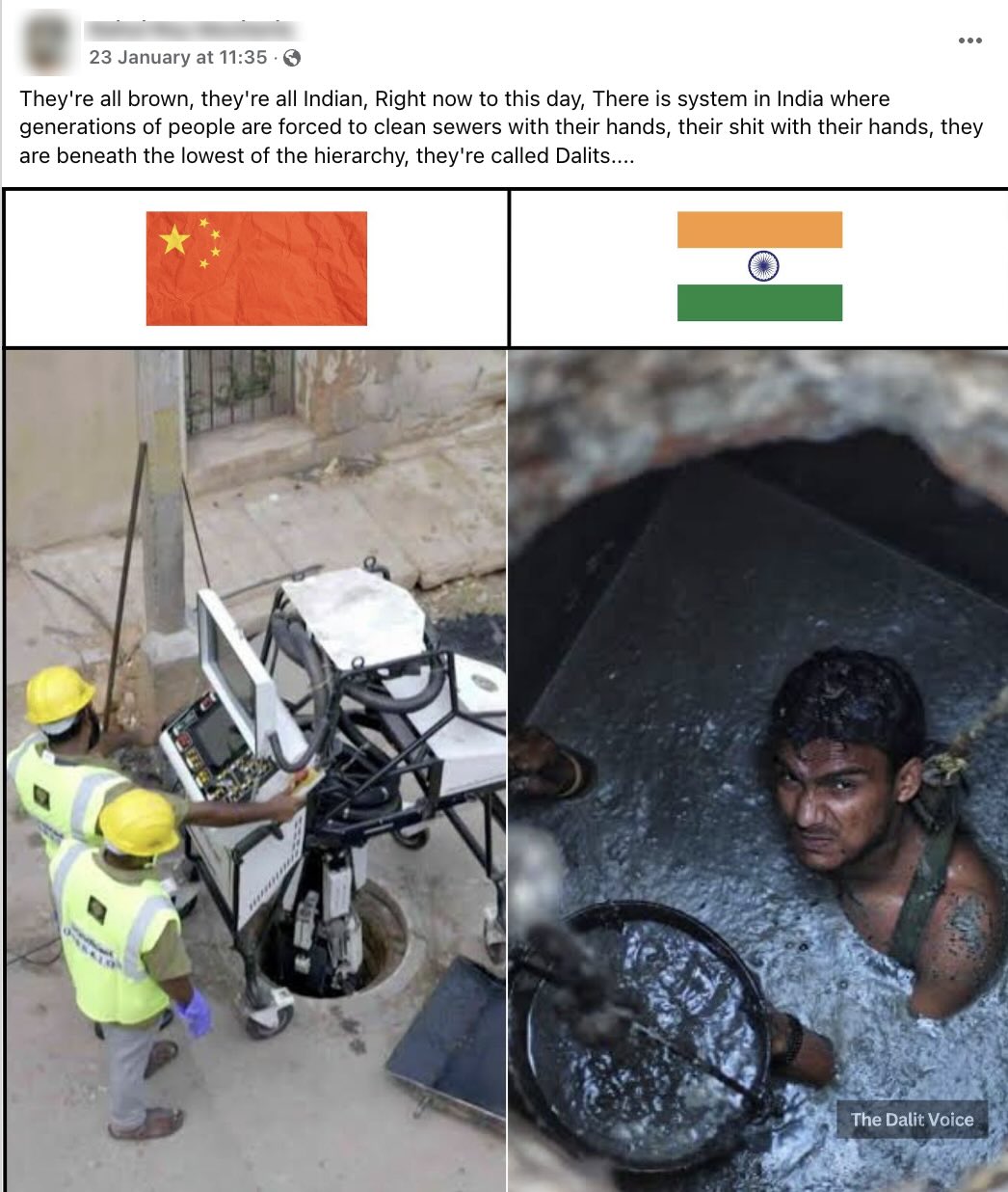 This photo of Mechanised scavenging equipment is from India, not China ...