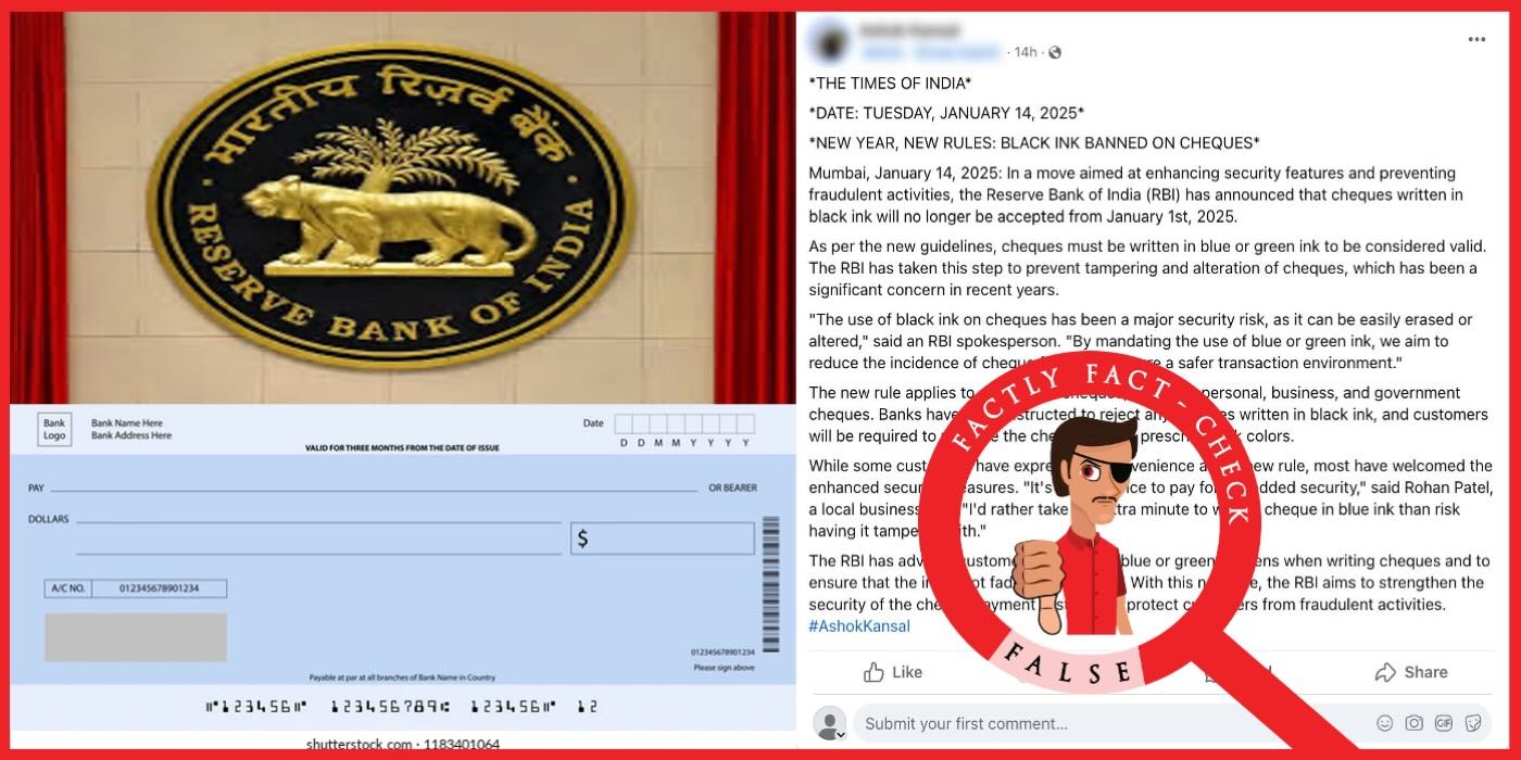 RBI has not issued any guidelines specifying the ink colour to be used ...