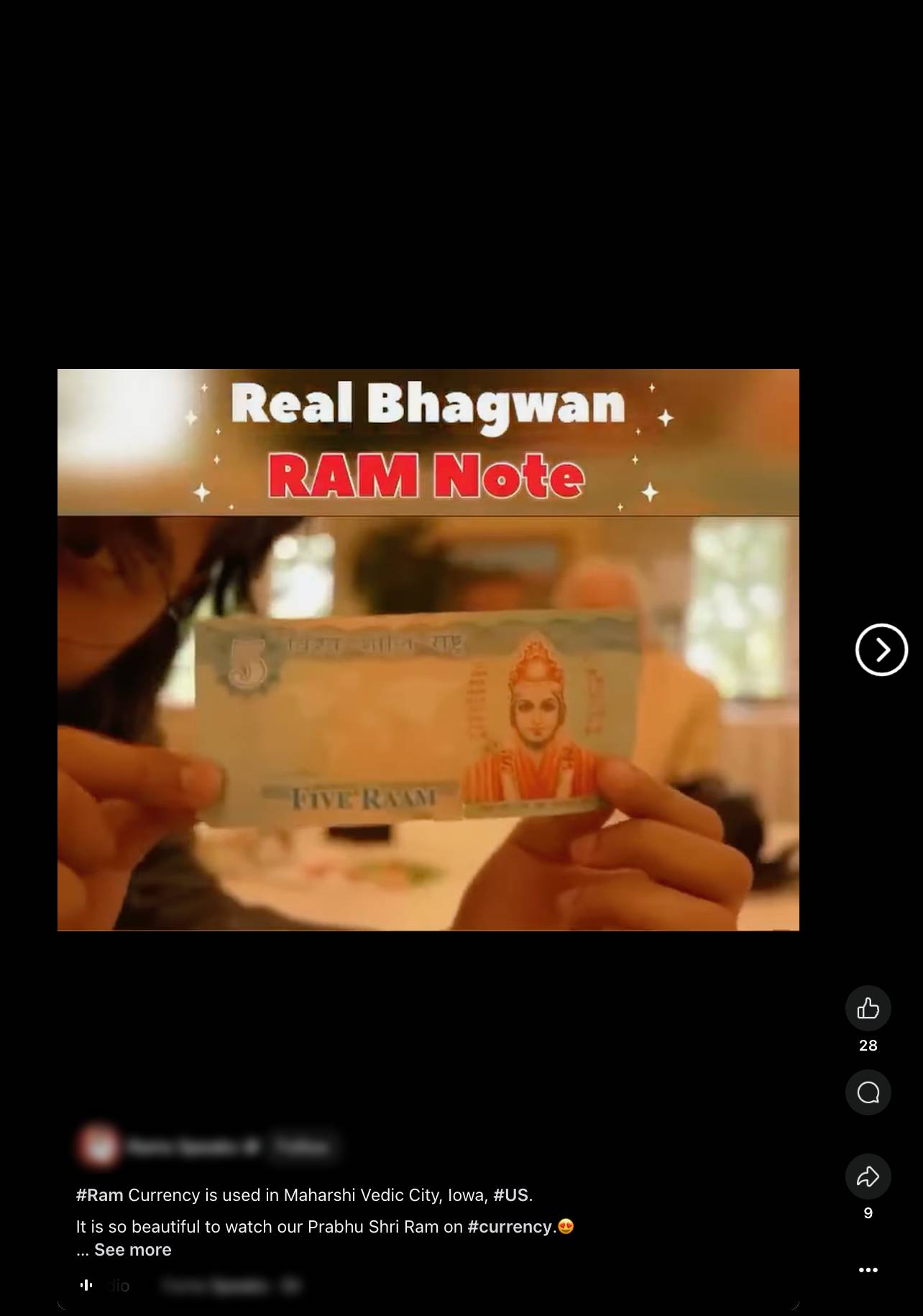 ‘Raam’ currency used in Maharishi Vedic City and other Global Country ...
