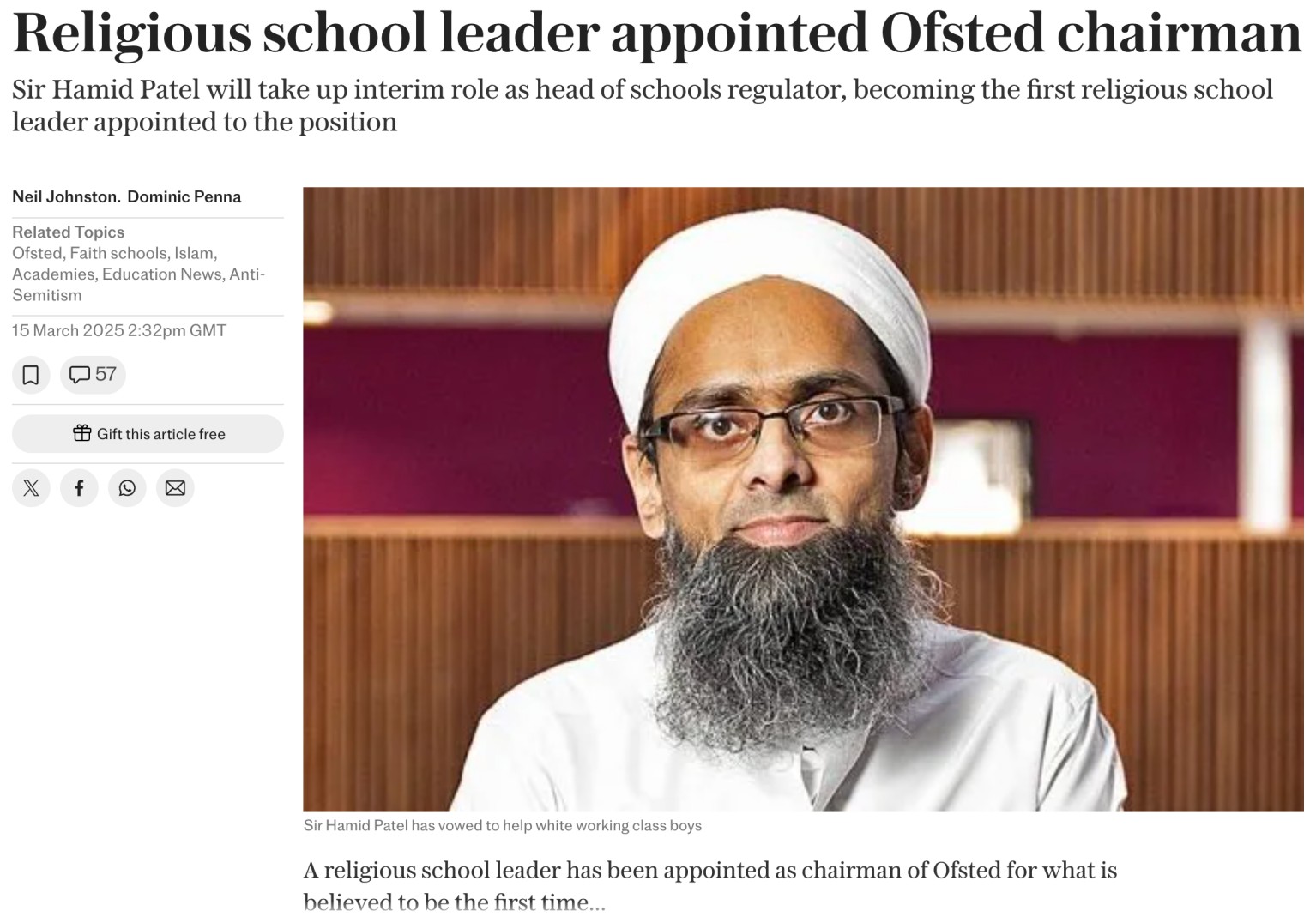 Hamid Patel has been appointed interim chairman of Ofsted, the UK’s ...