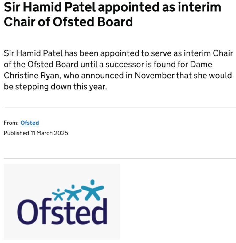 Hamid Patel has been appointed interim chairman of Ofsted, the UK’s ...