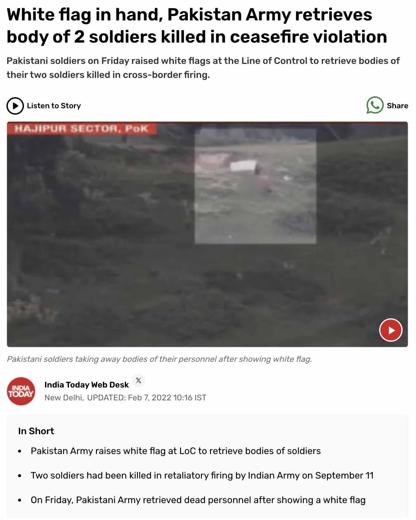 An old and unrelated video from 2019 is falsely being shared as Indian army waving white flag at ...