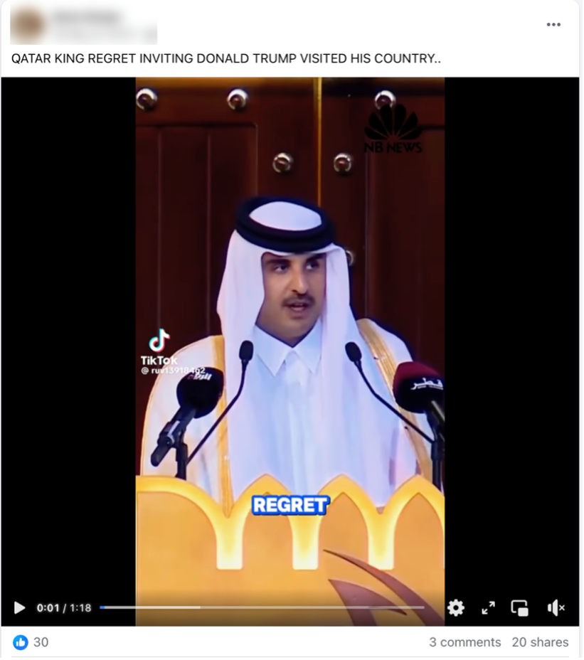 Deepfake Videos Shared as Emir of Qatar Criticising Donald Trump - FACTLY