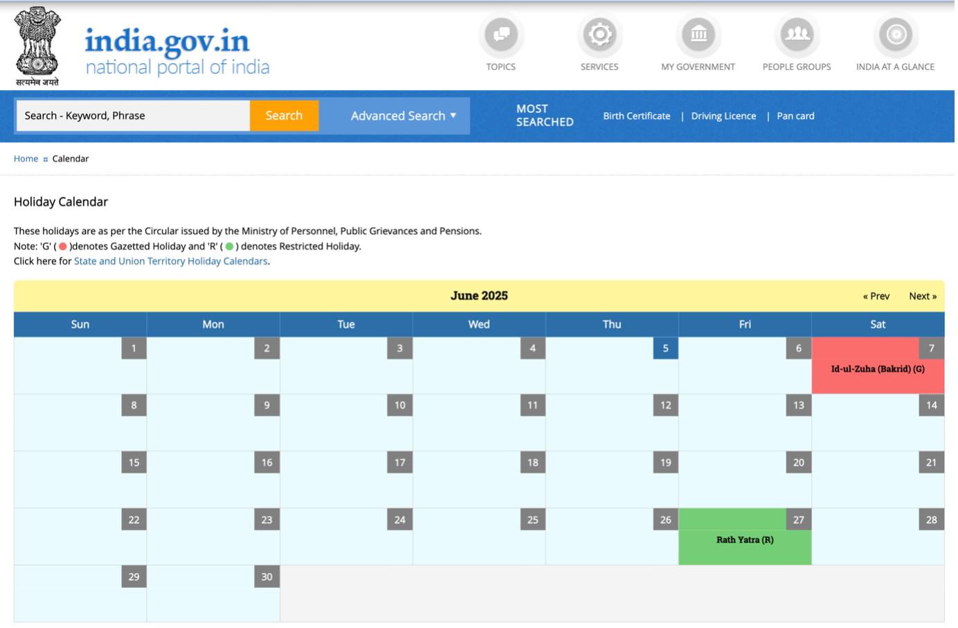 Government of India Has Not Declared 06 June 2025 (Friday) a Public ...