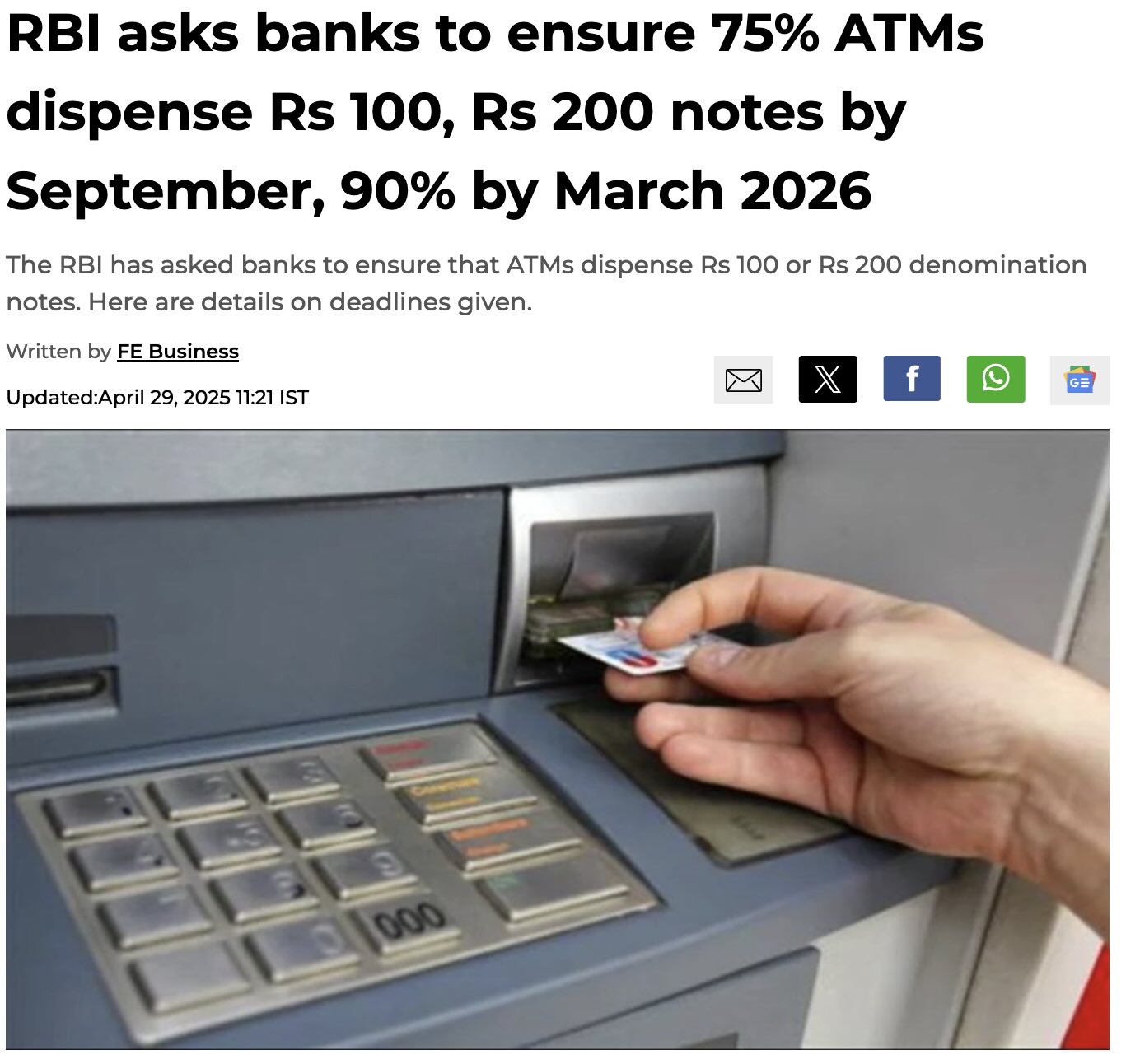 The RBI has not directed banks to stop disbursing ₹500 notes through ...