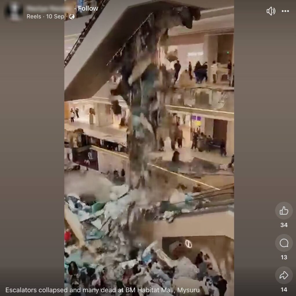 This viral video claiming to show an escalator collapse at BM Habitat ...