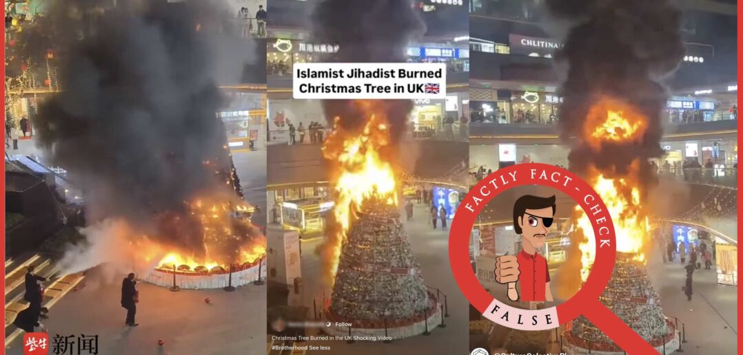 This video of a giant Christmas tree accidentally catching fire in ...